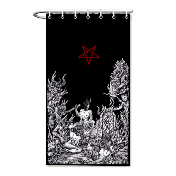 Skull Satanic Pentagram Demon Unholy Lust Bachelor Size Shower Curtain ...