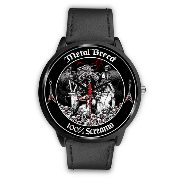 100% Screamo Skull Background Black Leather White Leather Black Link B ...