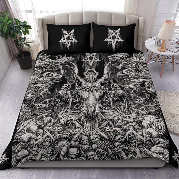Skull Inverted Cross Crowned Goat Impaled Skeleton Demon Church Blitzk ...