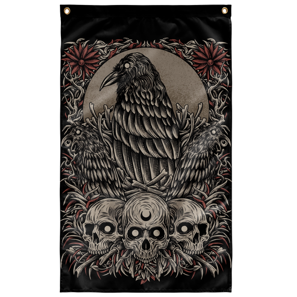 Skull Gothic Occult Wall Flag Decoration – blended extreme
